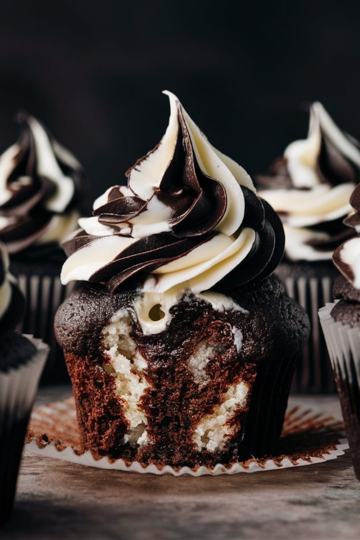 MARBLE BLACK AND WHITE CUPCAKE RECIPE - Emma's Cake Studio