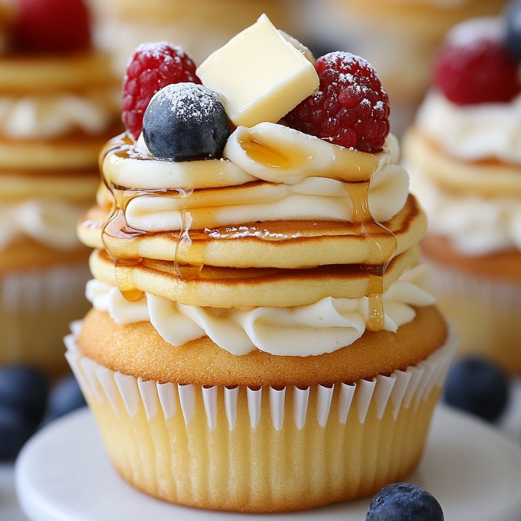 PANCAKE CUPCAKE RECIPE: VANILLA TOPPED - Emma's Cake Studio