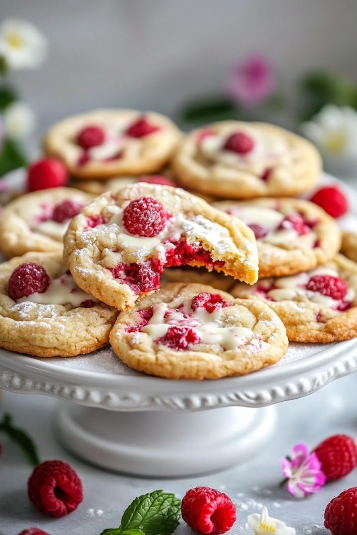 WHITE CHOCOLATE RASPBERRY COOKIES - Emma's Cake Studio