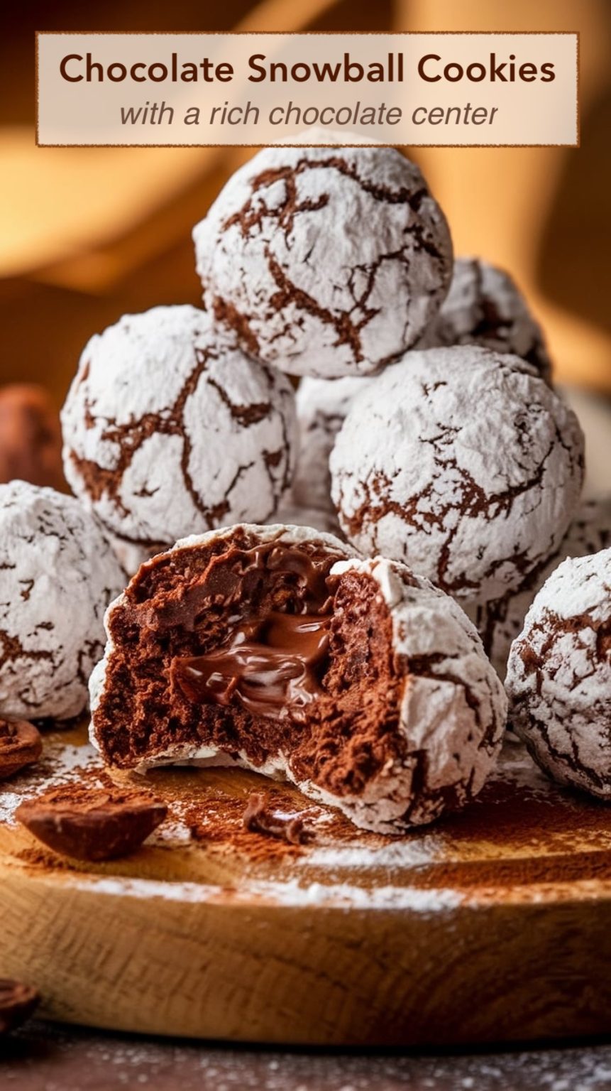 Chocolate Snowball Cookies with Melted Chocolate Centers - Emma's Cake ...