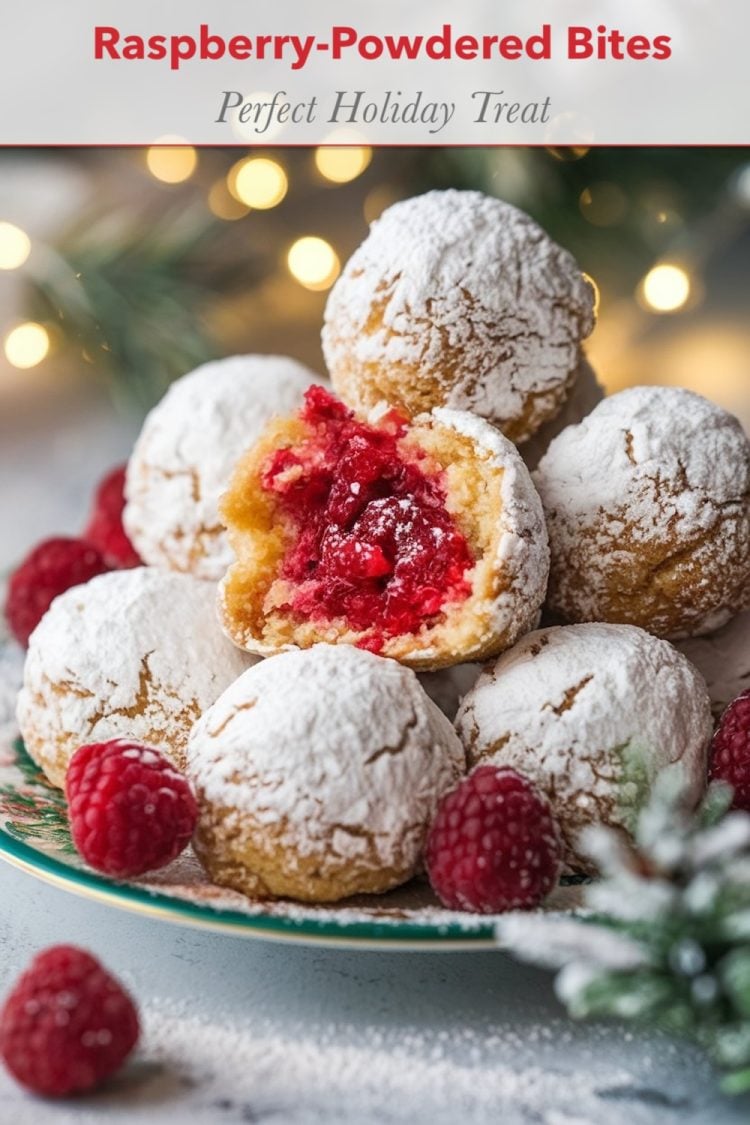 Raspberry Filled Almond Snowball Cookies - Emma's Cake Studio