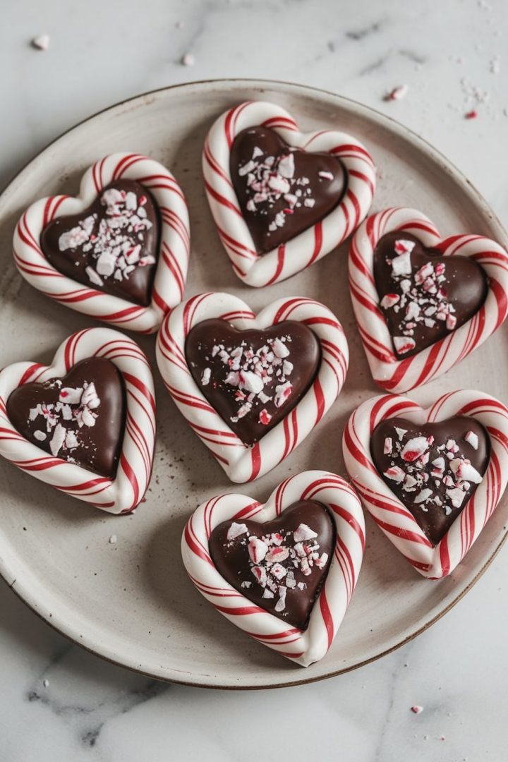 Candy Cane Christmas Hearts: Holiday Candy With Chocolate Centers And ...