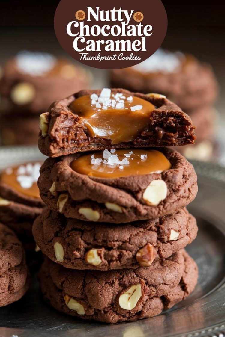 Chocolate Caramel Thumbprint Cookies with Sea Salt and Nuts - Emma's ...
