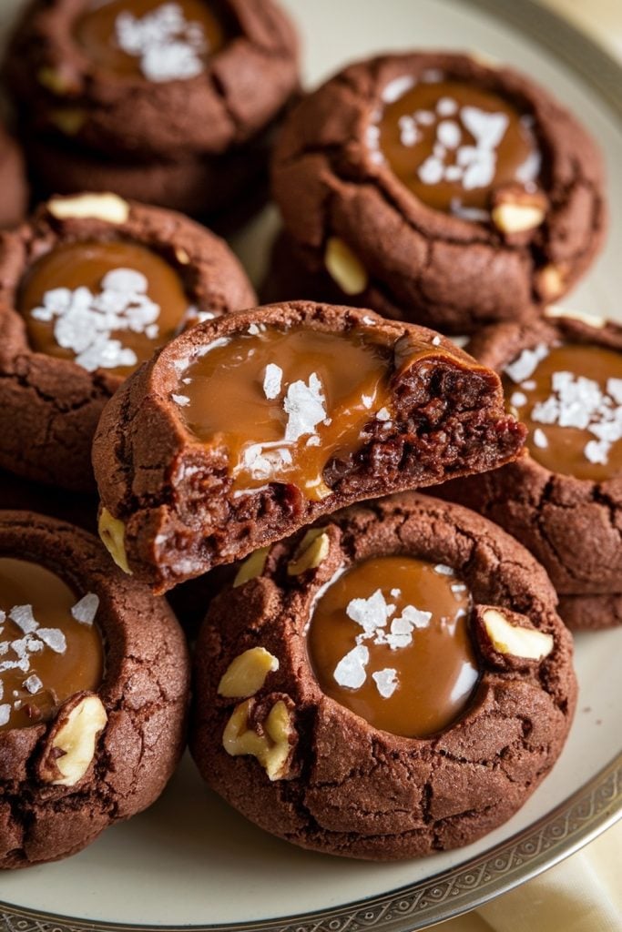 Chocolate Caramel Thumbprint Cookies with Sea Salt and Nuts - Emma's ...