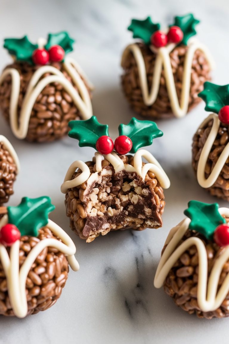 No Bake Rice Krispie Christmas Puddings - Emma's Cake Studio