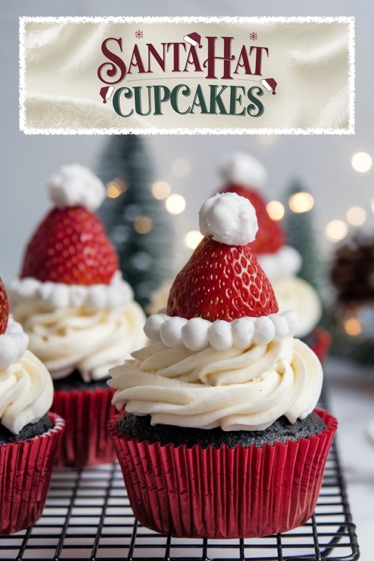 Strawberry Santa Hat Cupcakes – Easy Christmas Cupcake Recipe - Emma's ...