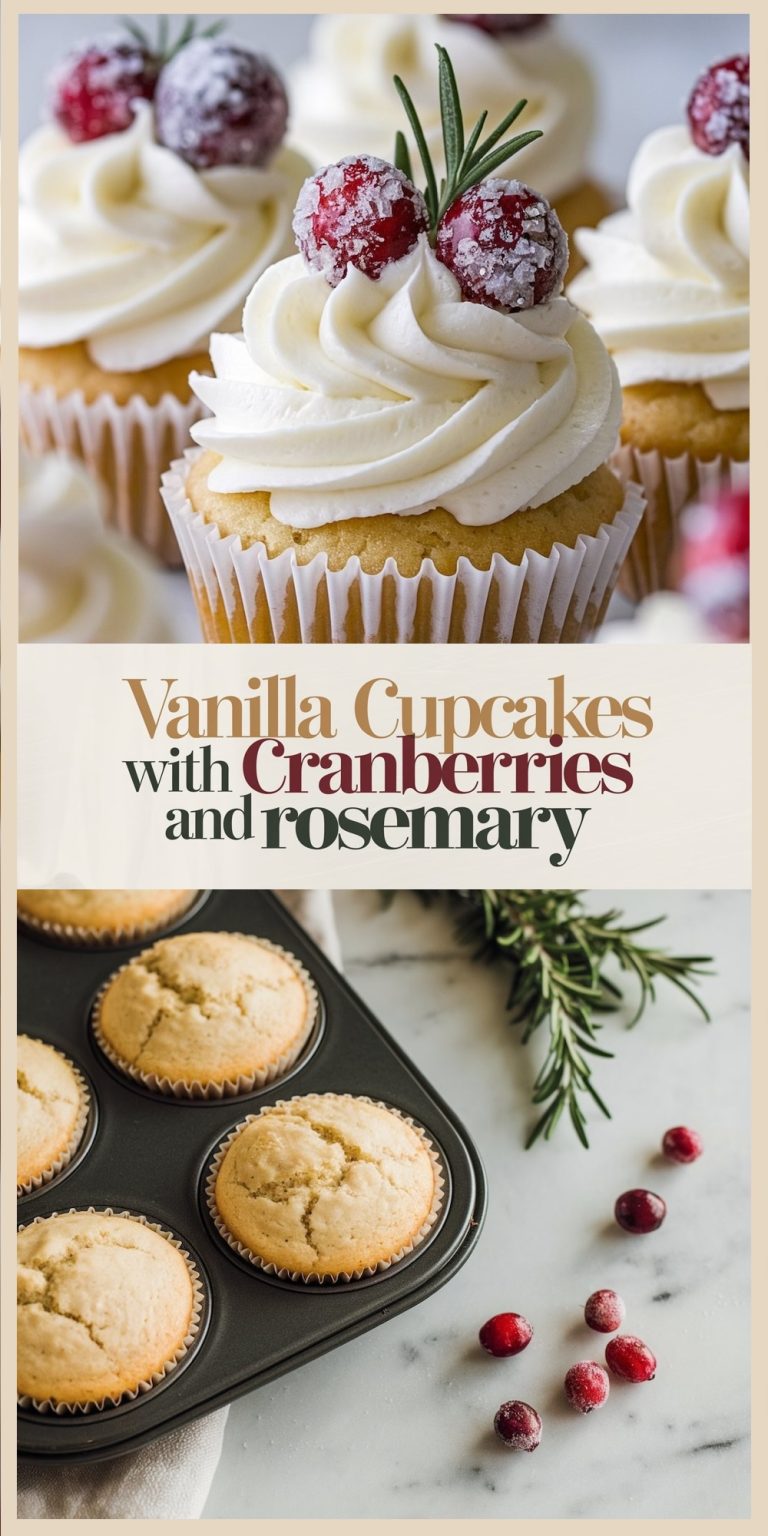 Vanilla Cupcakes with Sugared Cranberries and Rosemary - Emma's Cake Studio