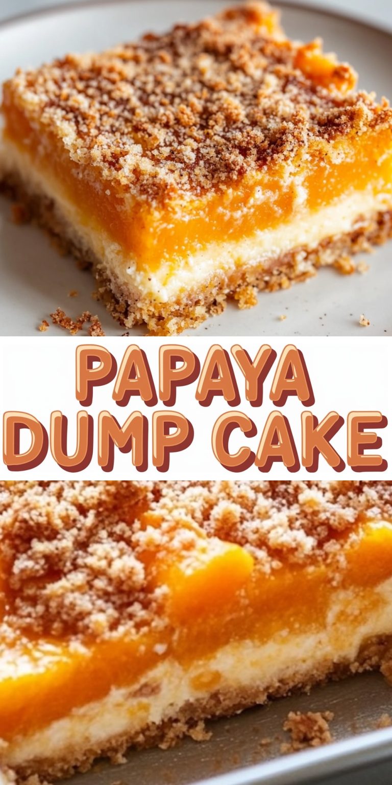 Papaya Dump Cake with Creamy Layers and Streusel Topping - Emma's Cake Studio