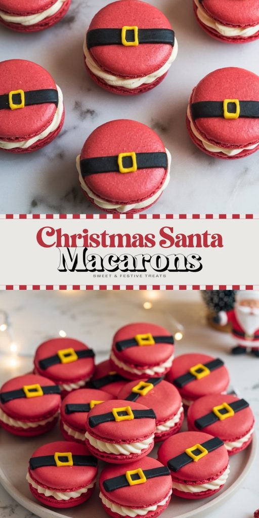 Santa Belt Christmas Macarons - Emma's Cake Studio