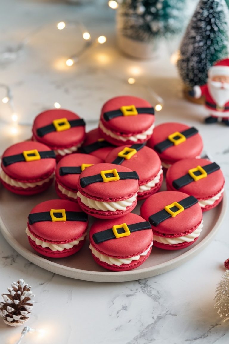 Santa Belt Christmas Macarons - Emma's Cake Studio
