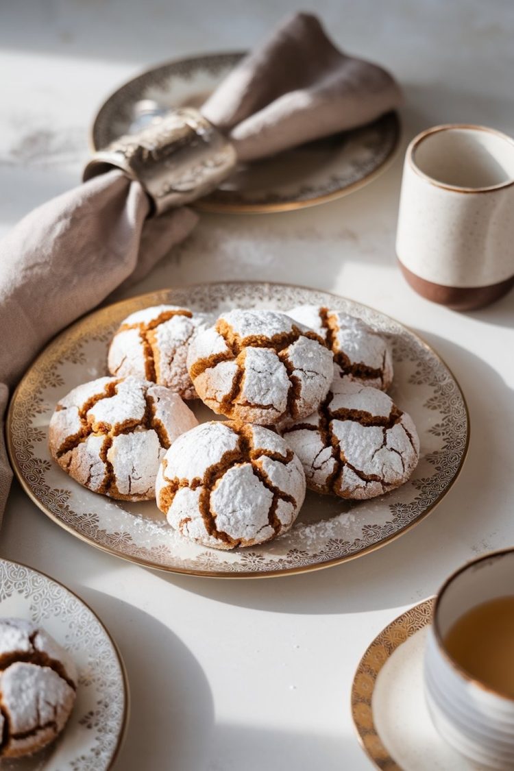 Soft and Spiced Gingerbread Crinkle Cookies - Emma's Cake Studio