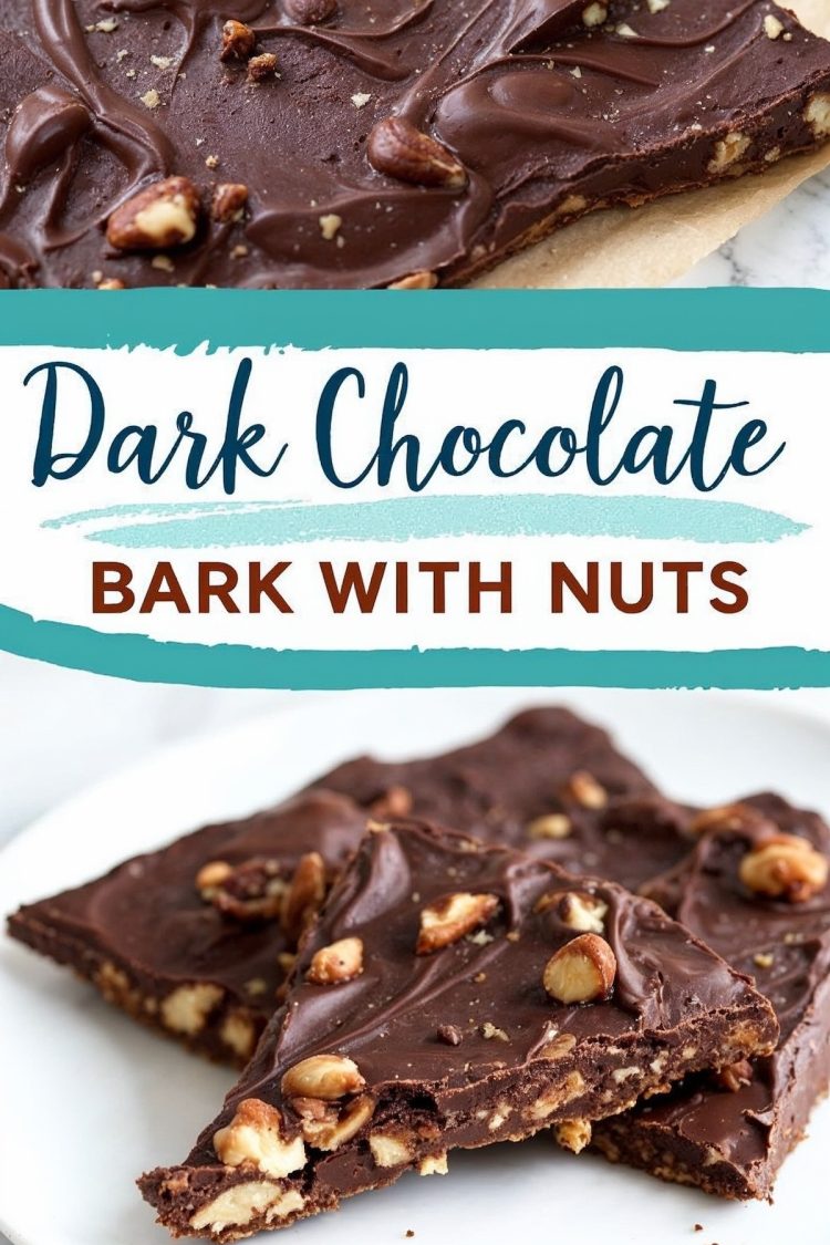 Dark Chocolate Bark with Double Nuts: Crunchy Homemade Treat for Snack ...
