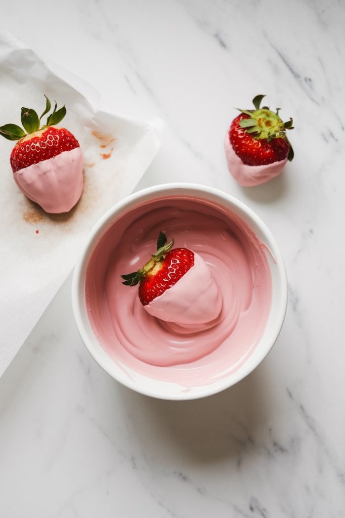 Pink Chocolate Strawberries with White Chocolate Drizzle - Emma's Cake ...