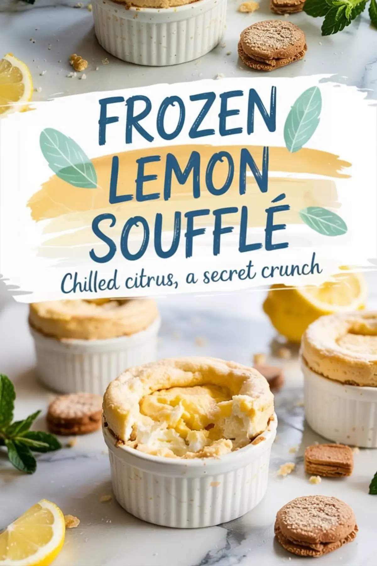 Frozen Lemon Soufflés with Crunch Base and Hidden Curd - Emma's Cake Studio