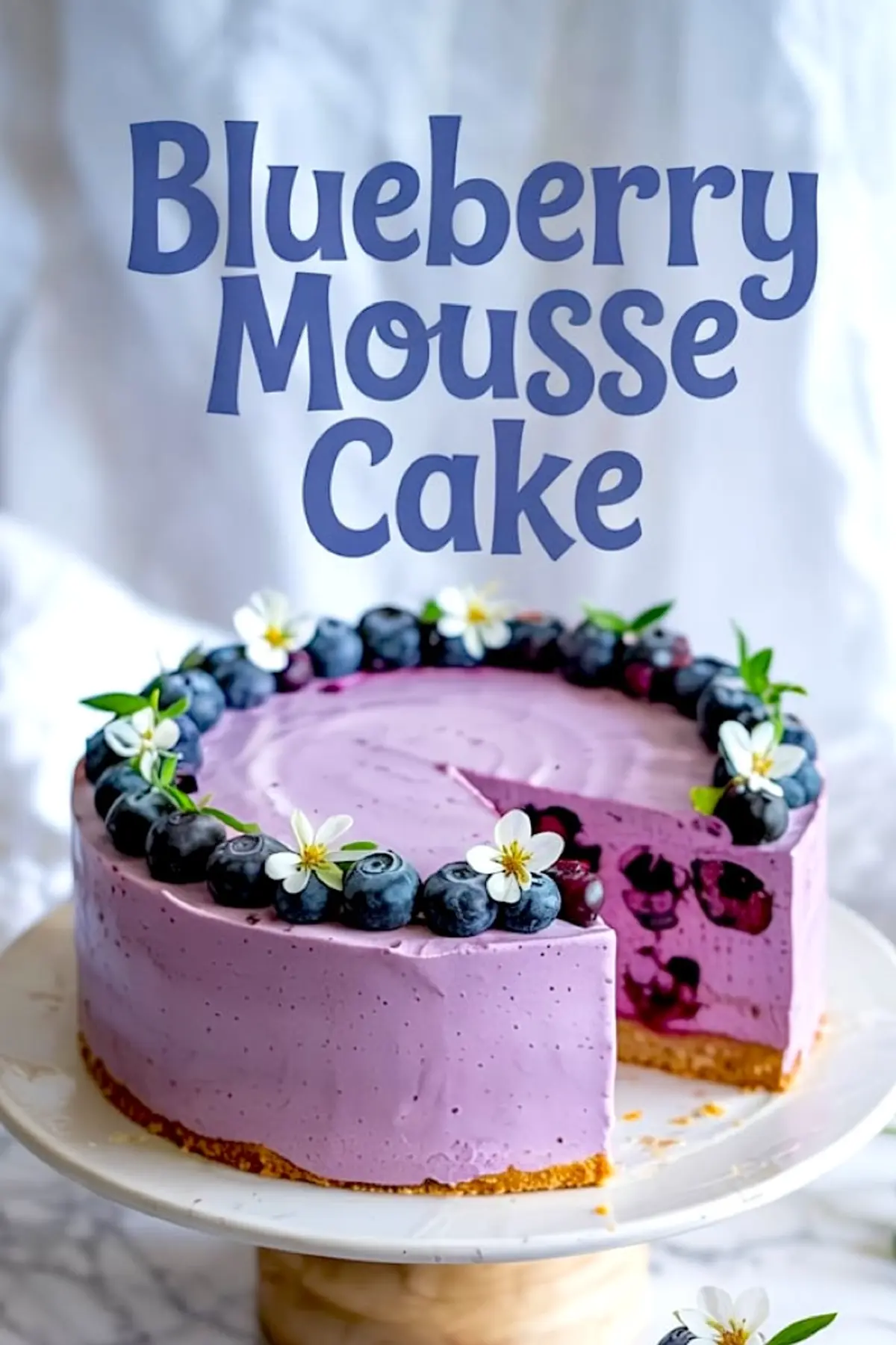 Blueberry Mousse Cake Recipe: Light Berry Cake with Fluffy Mousse ...