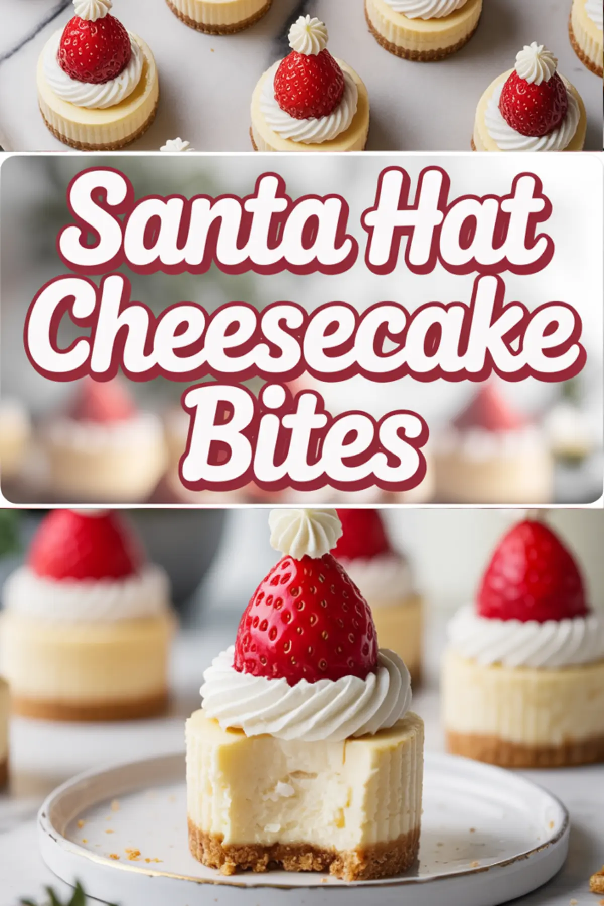 Santa Hat Cheesecake Bites – Mini Christmas Cheesecake Treats - Emma's ...